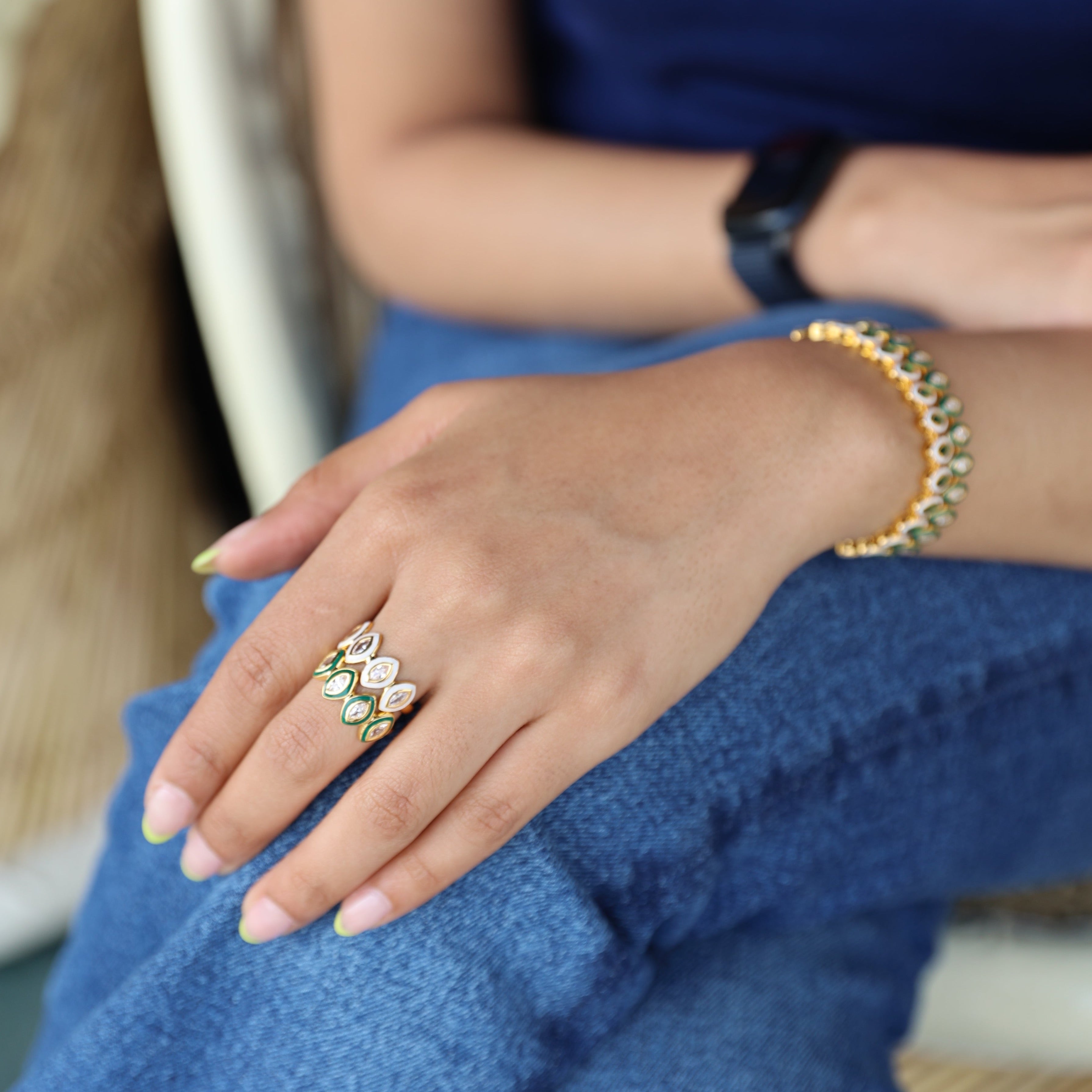 Lia Ring - White – MINA Jaipur